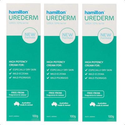 3 x Hamilton Urederm 10% Cream 100g for Mild Eczema Psoriasis & Dry ...