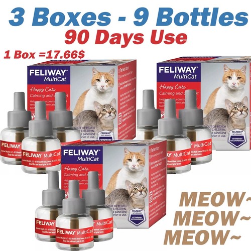 FELIWAY MultiCat Calming Pheromone 90 Day Refill - 3 Boxes (9 Bottles ...