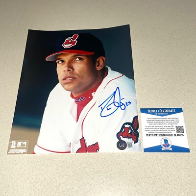 DAVID JUSTICE signed autographed 8X10 CLEVELAND INDIANS BECKETT BAS COA ...