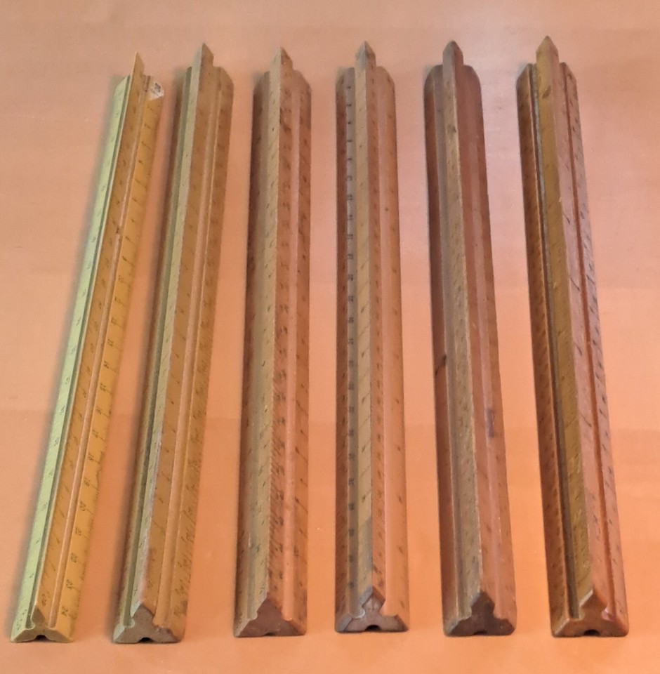 Vintage Triangular Engineering Drafting Rulers Tools ~ Lot of 6 | eBay