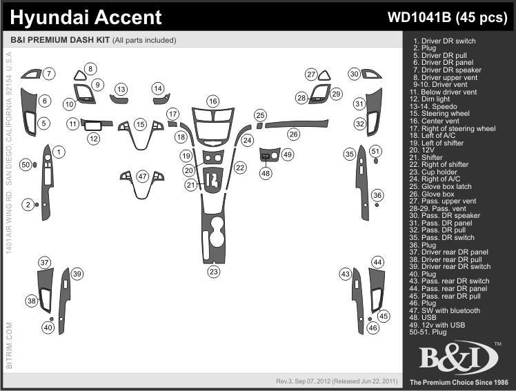 DASH KIT FOR HYUNDAI ACCENT 2012-2017 ( 45 PIECE KIT) | eBay