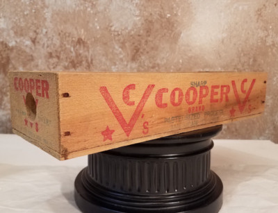 Vintage 1930s ? Wooden Cooper CV Advertising Cheese Box Crisp Graphics ...