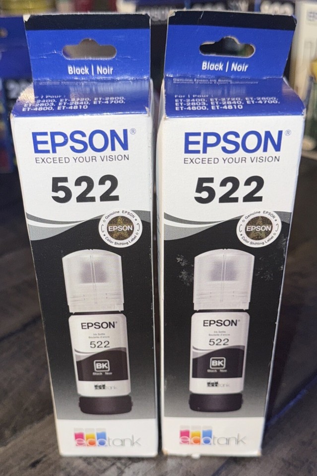 Epson 522 EcoTank Genuine Ink Ultra-high Capacity Black Bottle Twin ...