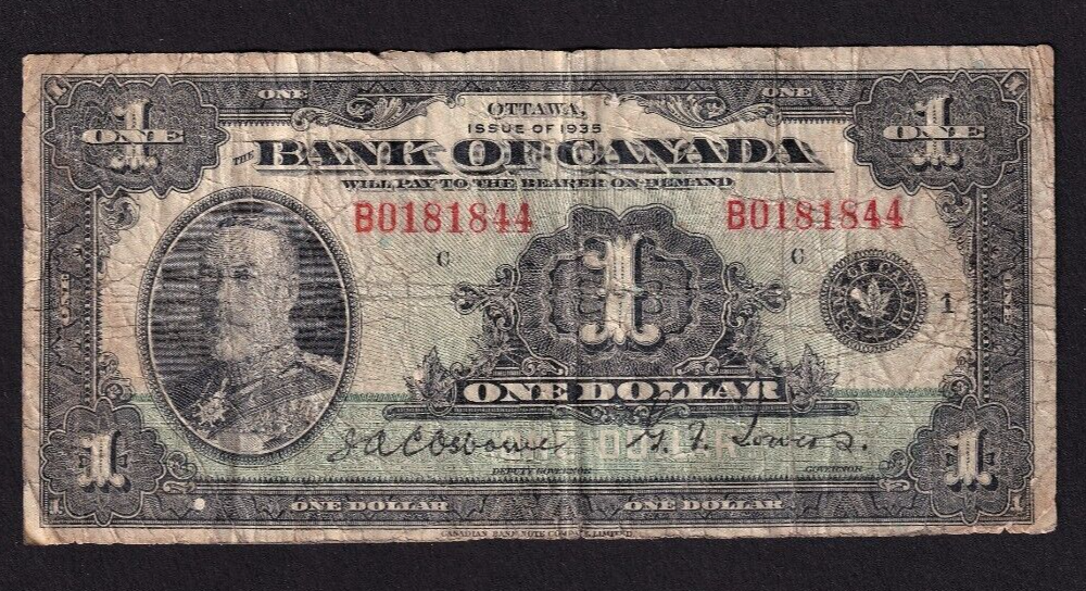 1935 Bank of Canada $1 - Series B - Canada’s First Banknote Series B ...