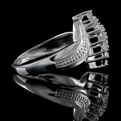 0.06 Cttw Natural Diamond Cluster Weddg Rg 14K Gold Plated Sterlg ...