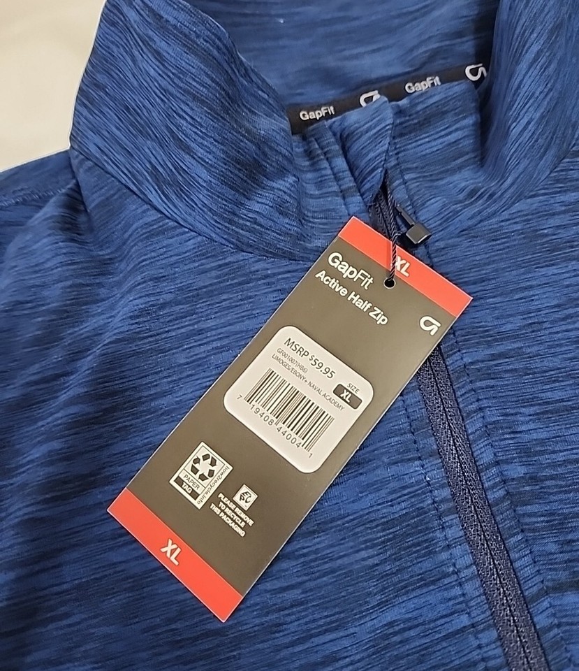 GAPFit Men's XL Mockneck Stretch Knit Long Sleeve Active Half Zip ...