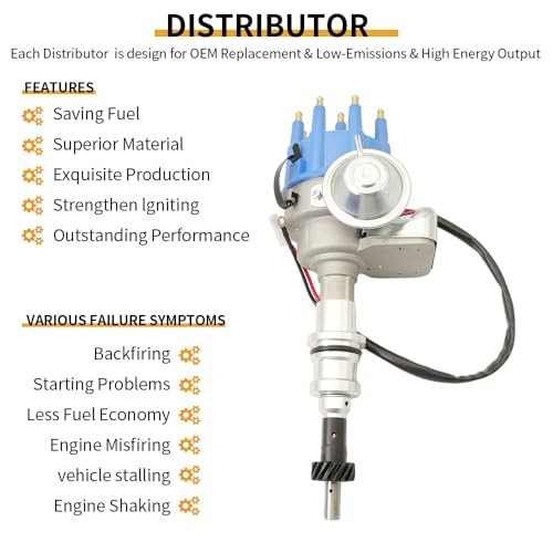 HEI Ignition Distributor & 65K Volt Coil for Ford Mustang & Falcon 1964 ...