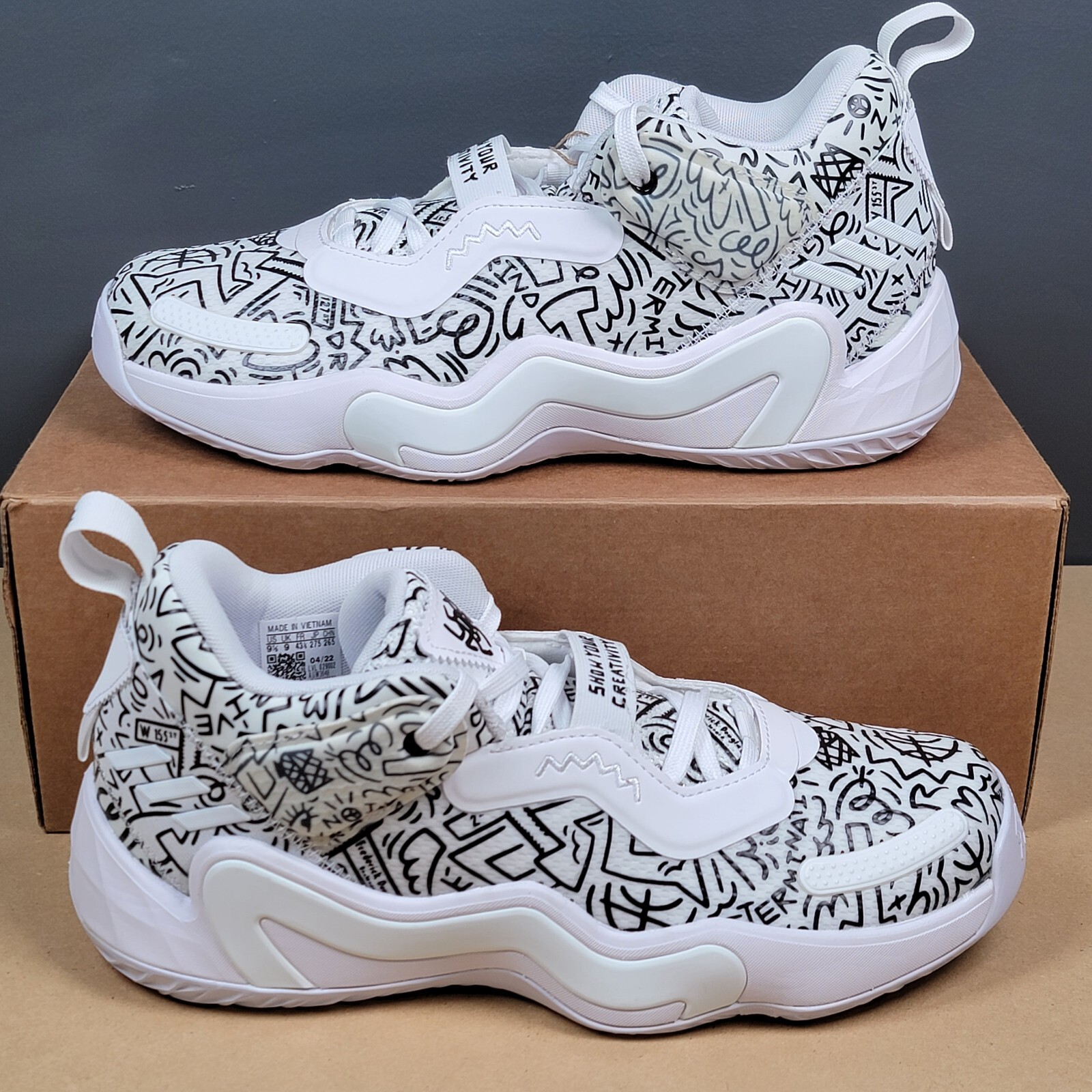 adidas DON Issue 3 GCA Basketball Shoes Mens Size 9.5 White Light Black ...
