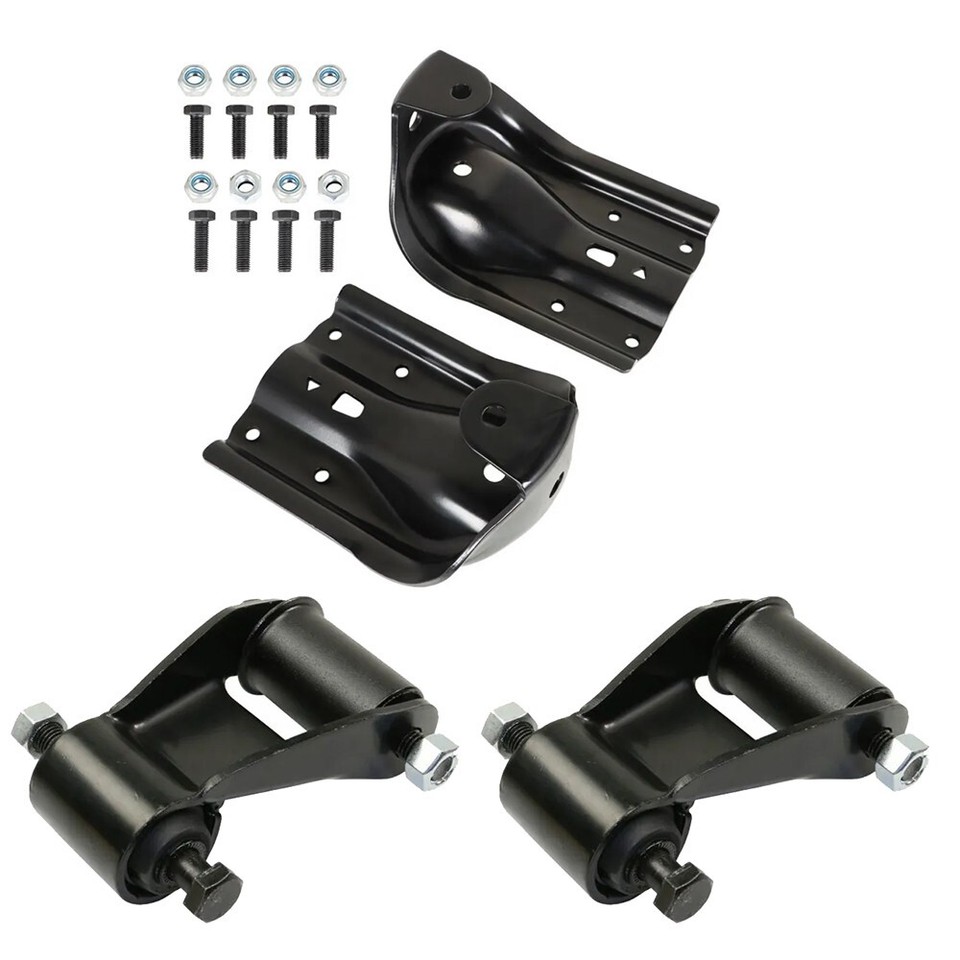 Forward & Rearward Leaf Spring Shackle & Bracket Hanger Set for Chevy ...