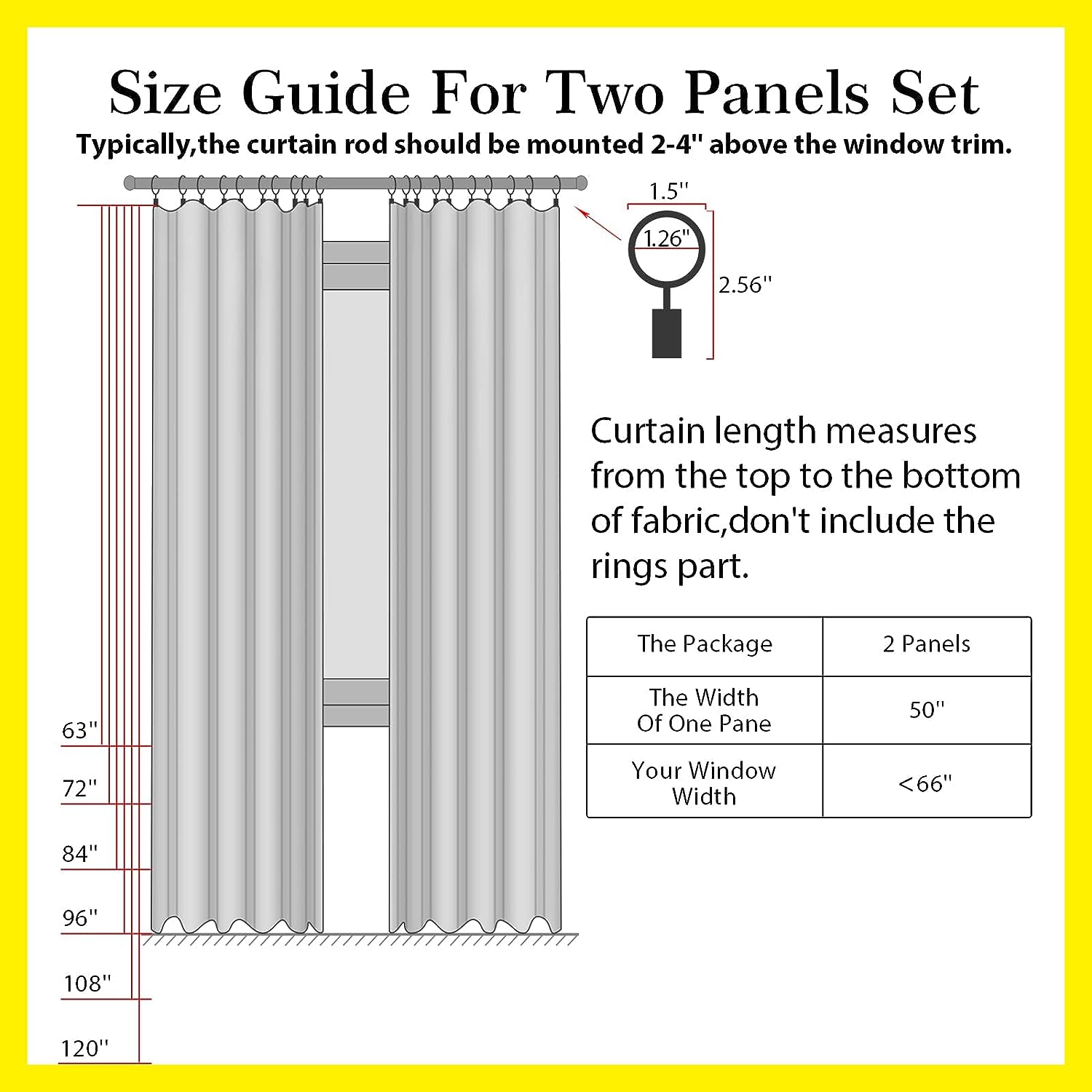 Linen Blackout Curtains 120 Inches (10 Ft) Long 2 Panels 50''W X 120''L ...