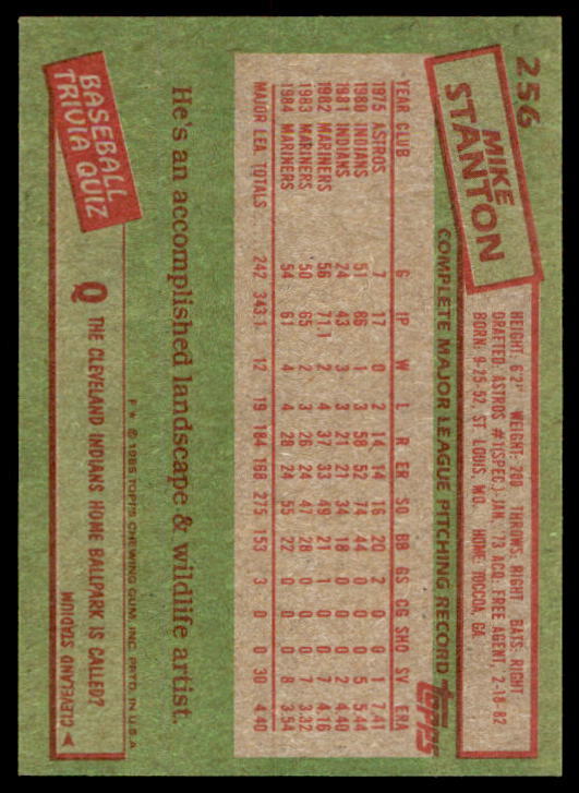 1985 TOPPS BASEBALL SEATTLE MARINERS #256 MIKE STANTON | eBay