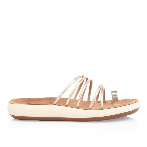 Ancient Greek Womens Hypatia Metallic Loop Toe Sanda… - Gem