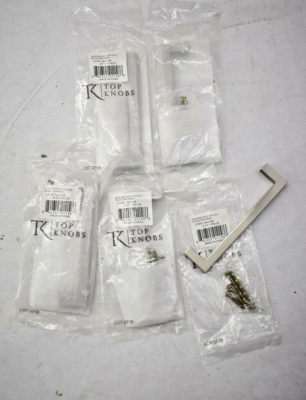 Lot Of 5 Top Knobs M1158 Asbury Brushed Satin Nickel Square Bar Pull 5 ...