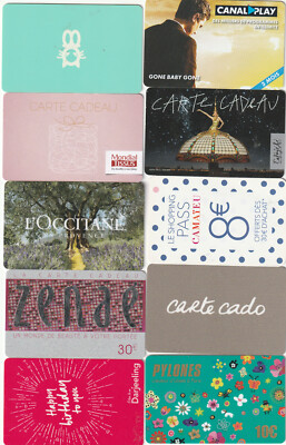## LOT n° 35 / 10 cartes cdx divers ## Carte cadeau GIFT CARD - (France ...