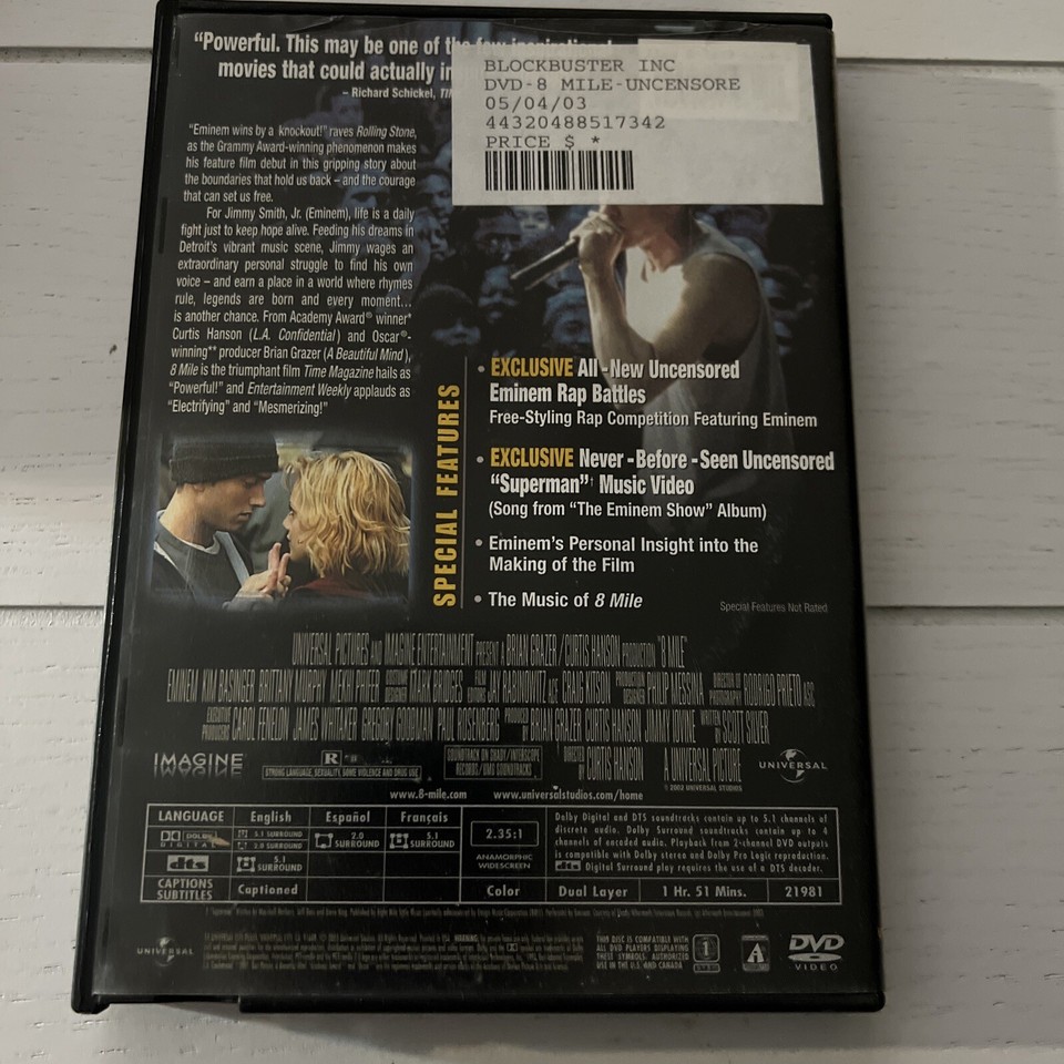 8 Mile (Widescreen Edition) DVD, Taryn Manning, Anthony Mackie, De ...