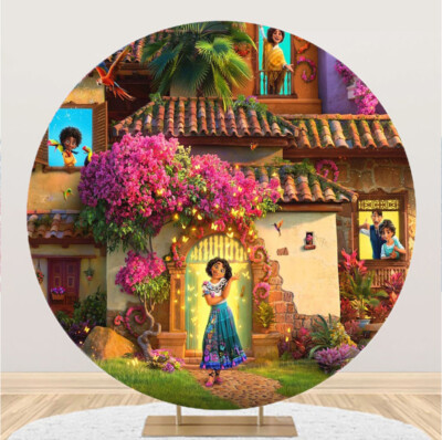 Round Encanto Backdrop Princess Girls Birthday Party Photo Background ...