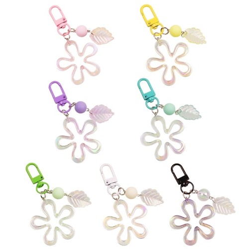 Unique Acrylic Flower Keyring Pendant with Leaf Design Car Hanging ...