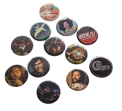 Rock Pin Badges X11 All 70's Rock Prog Badges Genesis Uriah Clapton ...