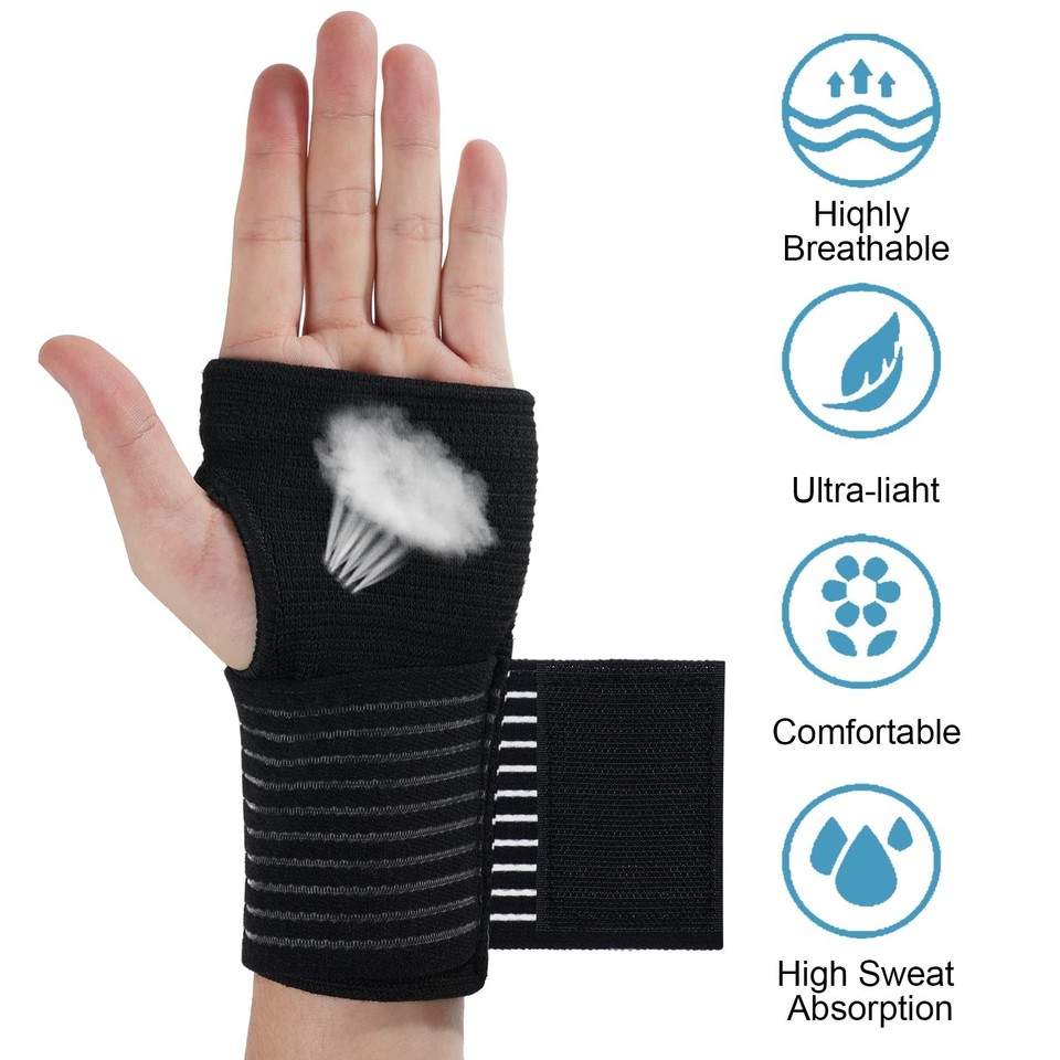 Wrist Brace, 2 Pack Elastic Wrist Support with Strap, Wrist Compression ...