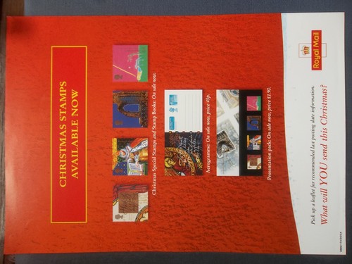 ROYAL MAIL A4 POST OFFICE POSTER 1999 CHRISTMAS STAMPS AEROGRAMME ...