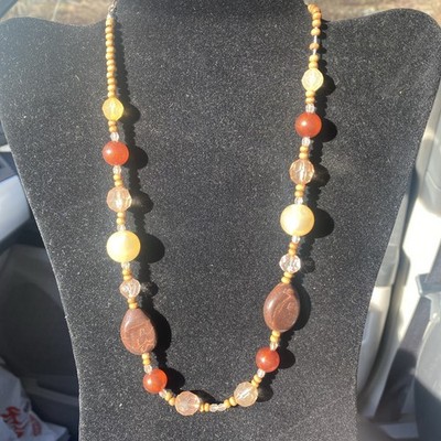 Beaded 22 Inch Adjustable Necklace Earth Tone Colors Browns/ Tans | eBay