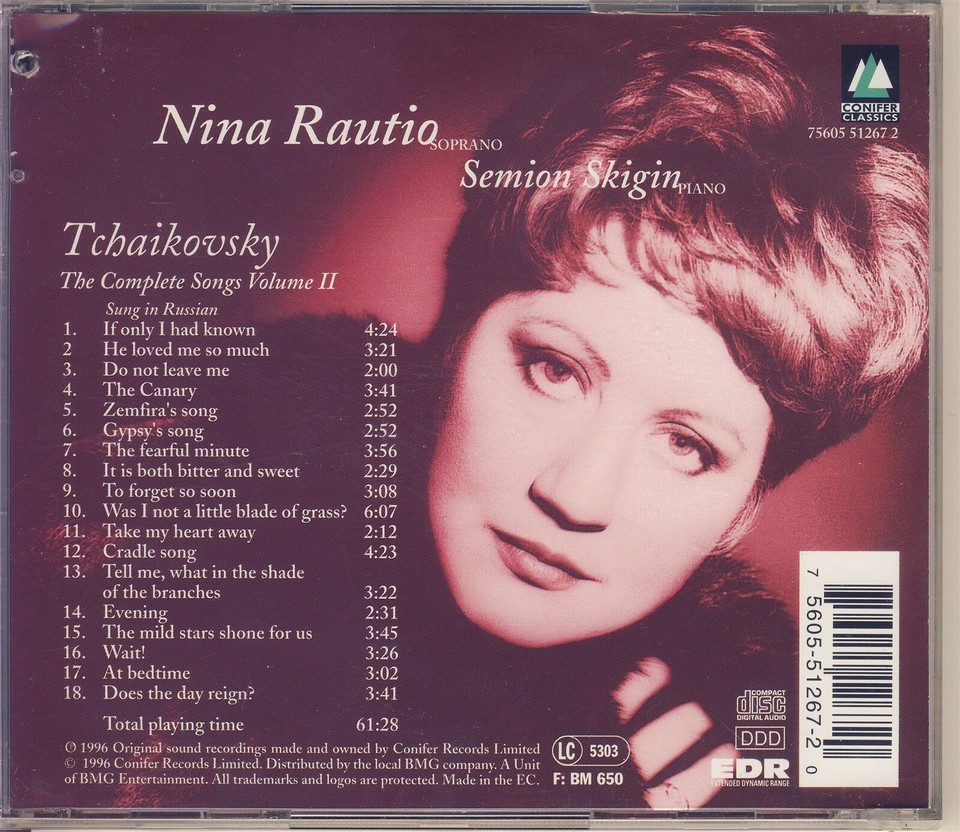 Pyotr Tchaikovsky - Nina Rautio, Semion Skigin: Complete Songs Vol. 2 ...