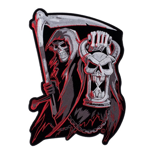 Countdown To Death Grim Reaper Hourglass Patch, Reaper Skull Patches | eBay