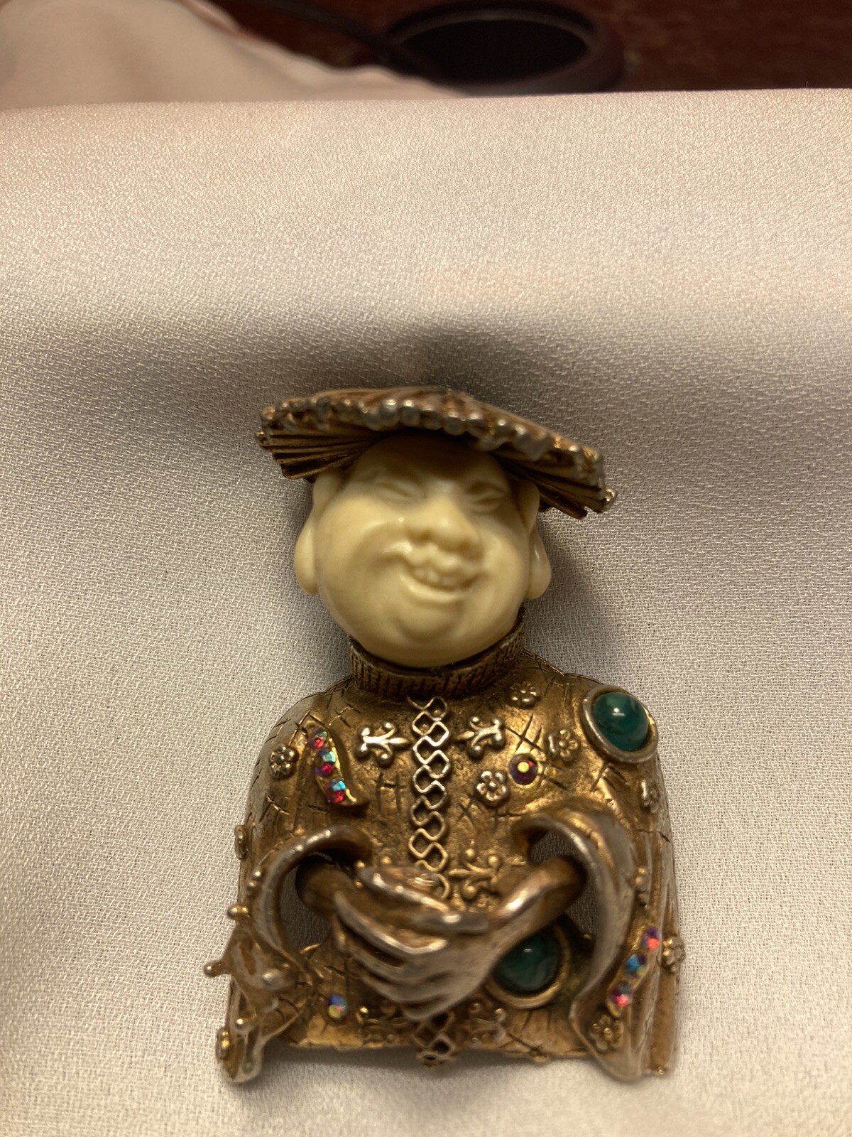 HAR Vintage Rare Brooch Asian Man Pin - Gem