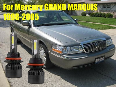 LED GRAND MARQUIS 1998-2005 Headlight Kit 9007 HB5 White Bulbs High-Low ...