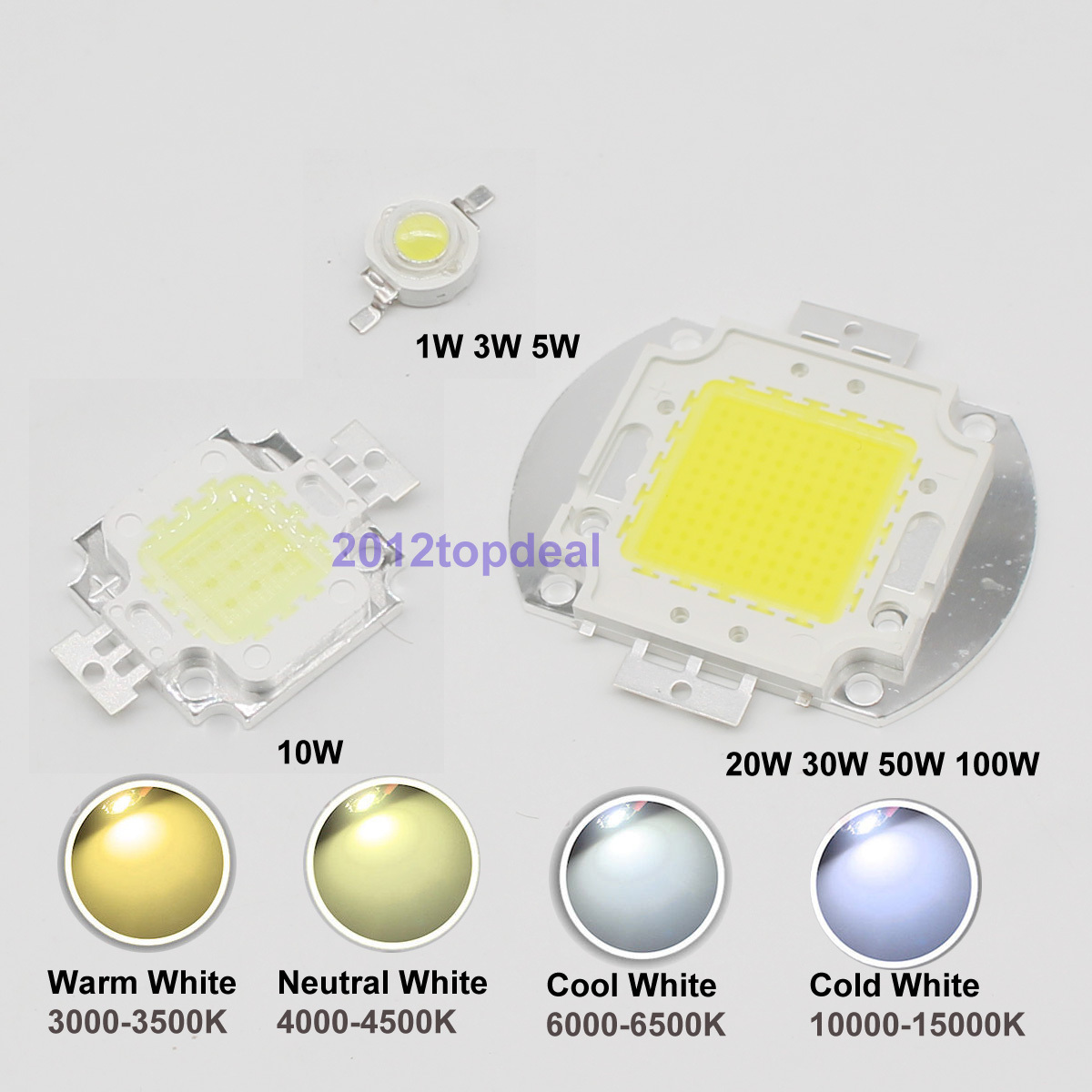 High Power White LED Chip 3W 5W 10W 20W 30W 50W 100W 200W 300W 500W LED ...