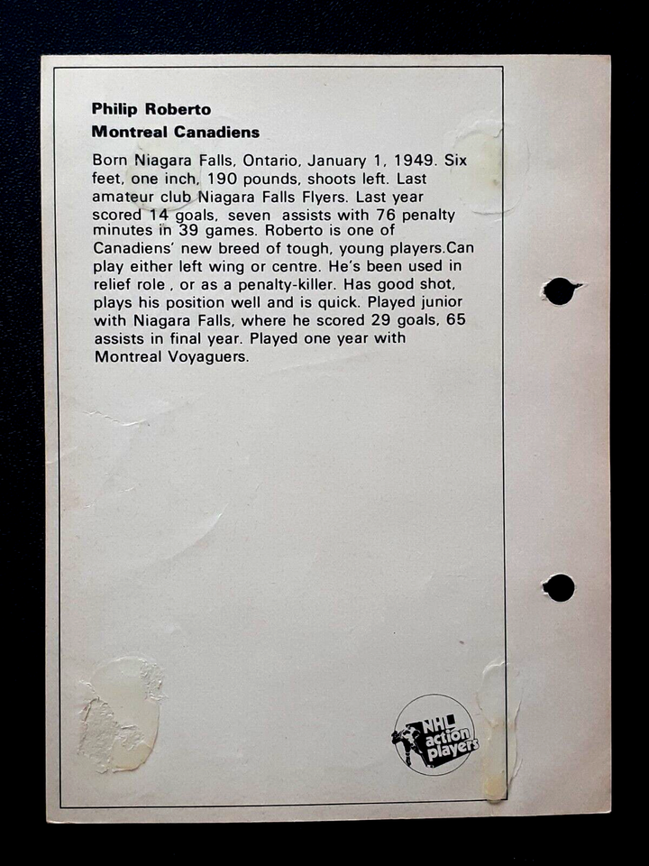 PHIL ROBERTO 1971-72 TORONTO SUN 71-72 NO 162 58913 | eBay