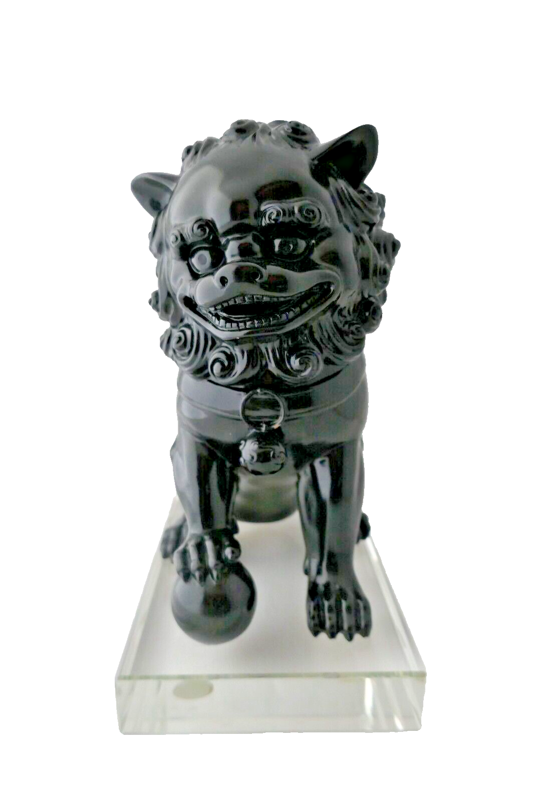 Modern pair of Black Chinese Foo Dogs on Large Lucite Base Bookends ...