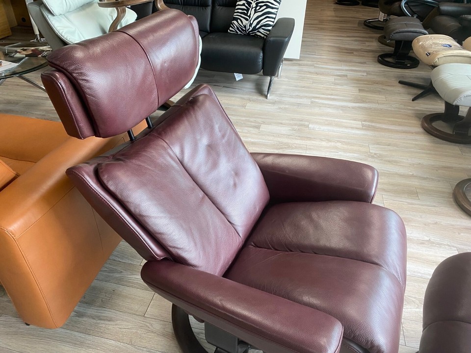 Stressless Medium Magic Recliner and Ottoman - Premium Royalin Amarone ...