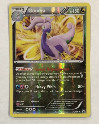 Pokémon GOODRA Card 74/106 Reverse Holo Rare LP XY Flashfire Light Play ...