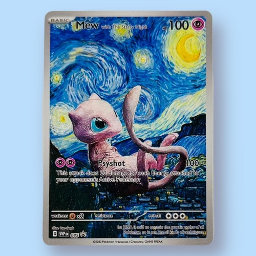 Pokemon Mew Starry Night Van Gogh Beautiful Moon ACG Star Trading Card ...