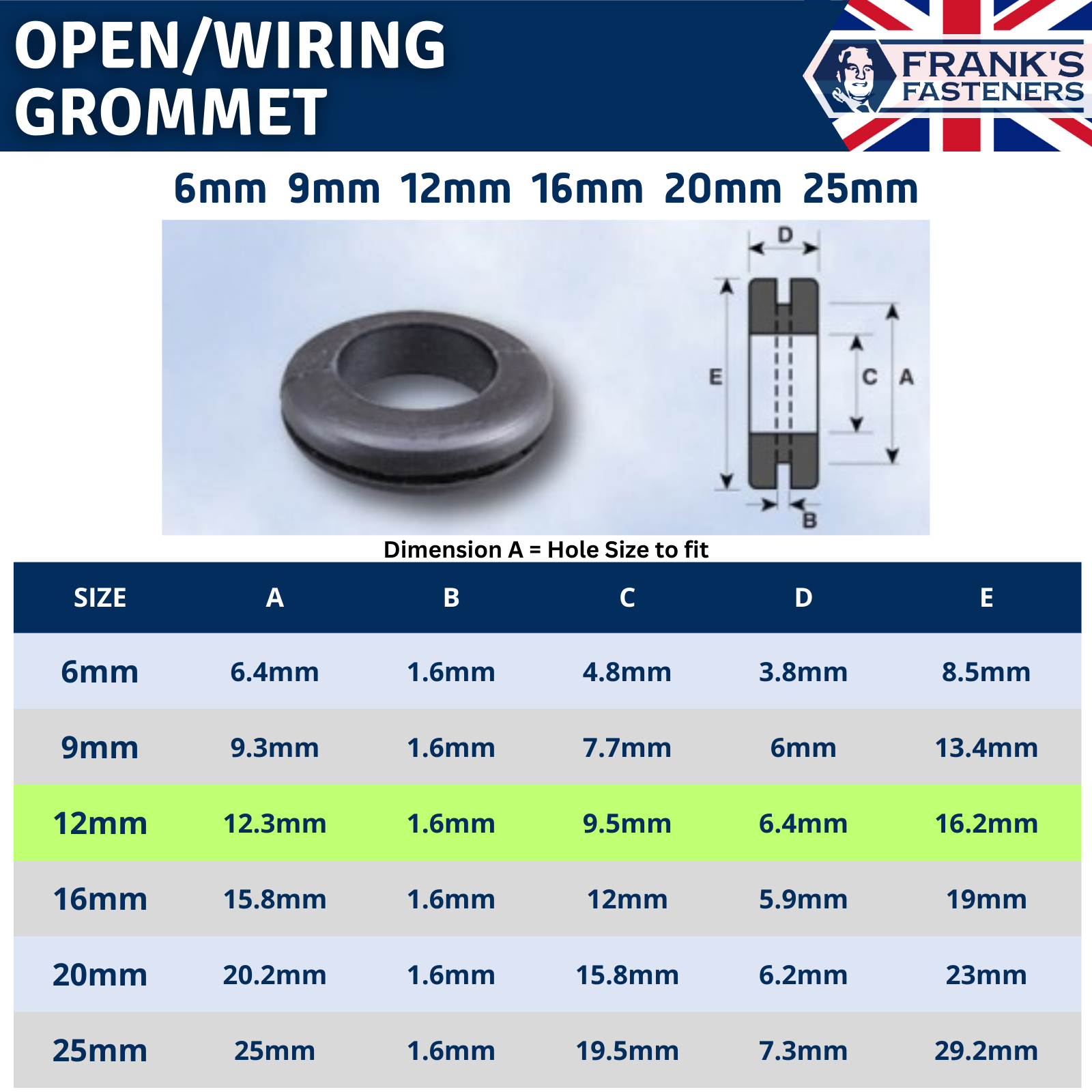 🇬🇧 Wiring Open Grommets 6mm 9mm 12mm 16mm 20mm 25mm - Rubber Open ...