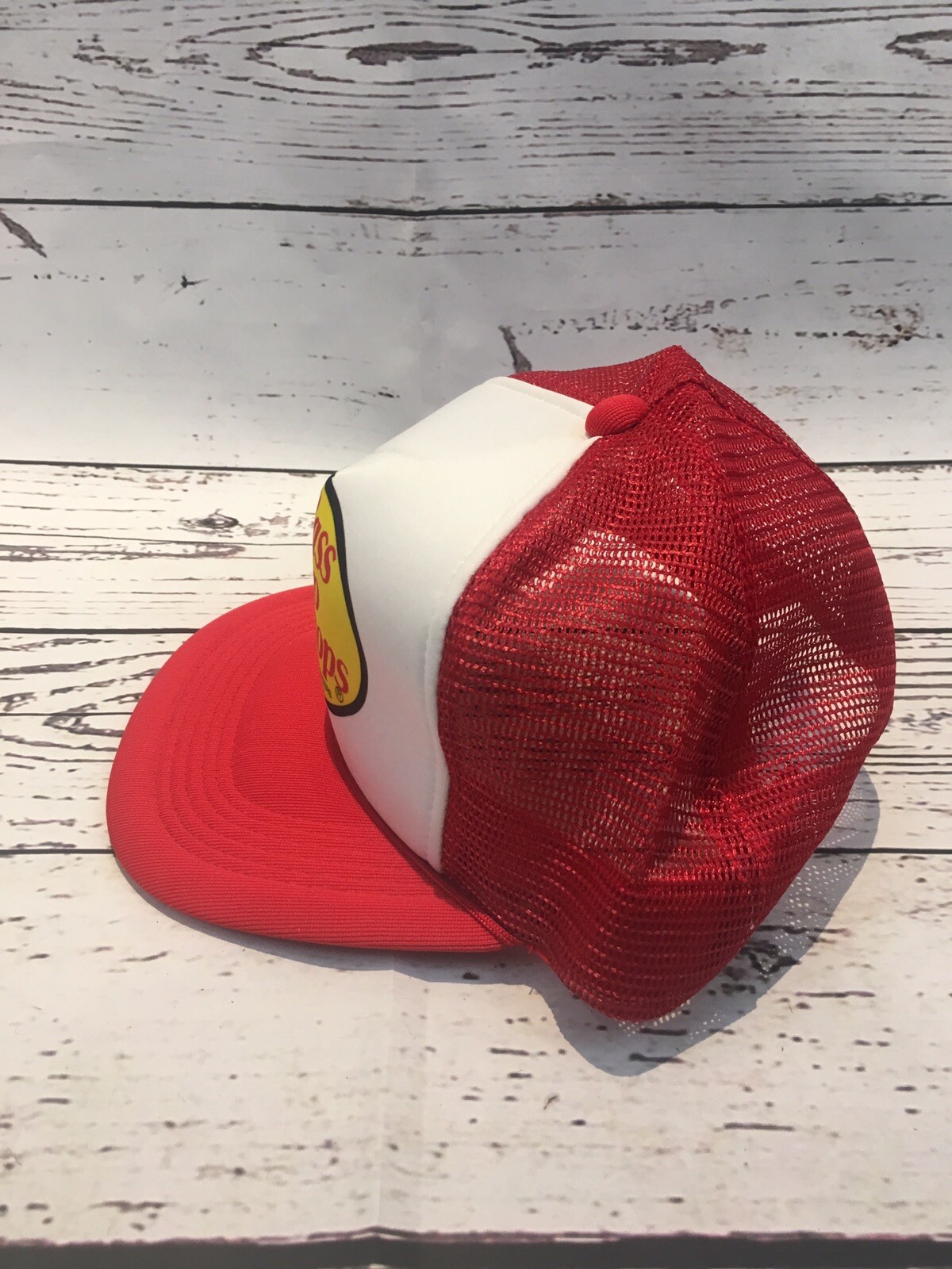 Vintage Bass Pro Shops Fish Logo Mesh Trucker Red Fishing Hat Cap ...