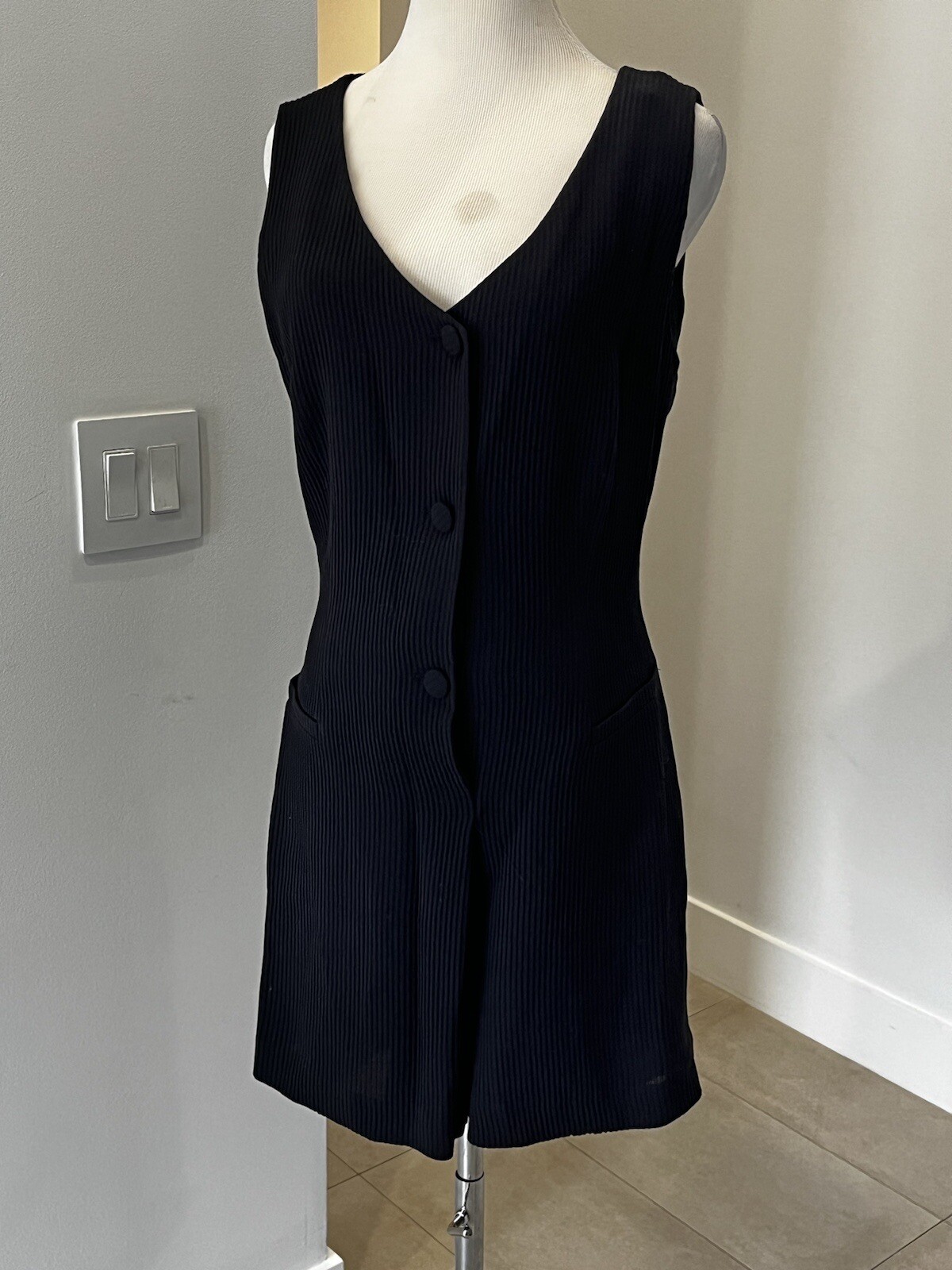 SPRITY Italian Black Wool Textured Romper Small Gruppo Moda | eBay