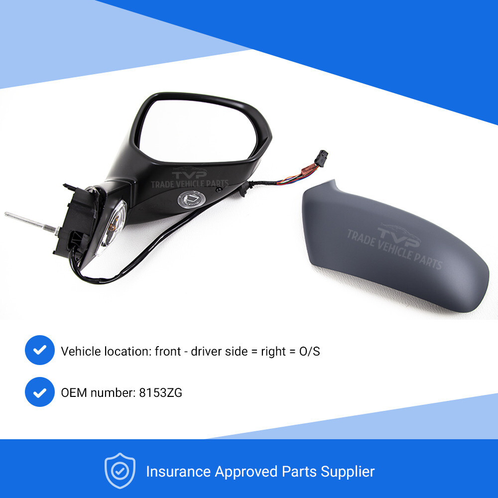 Peugeot 3008 2009-2016 Door Mirror Electric Heated Power Fold Primed ...