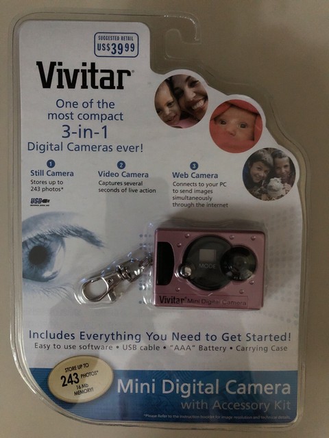 Vivitar Mini USB Digital Camera Still Video Web 3-in-1 Camera FREE ...