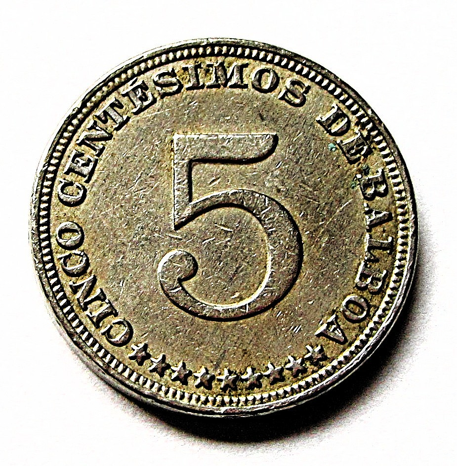 1932 Panama 5 Cinco Centesimos Coin - Good Details - Key Date | eBay