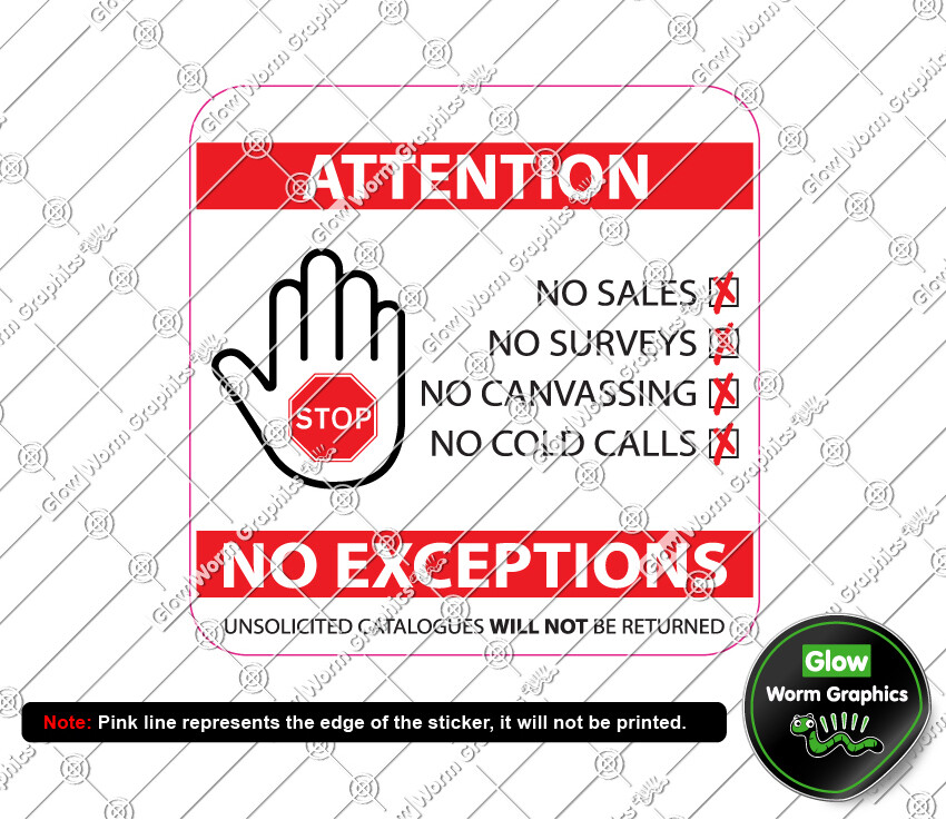 No Cold Calling Window Door Stickers No Surveys, Sale, Canvassing ...