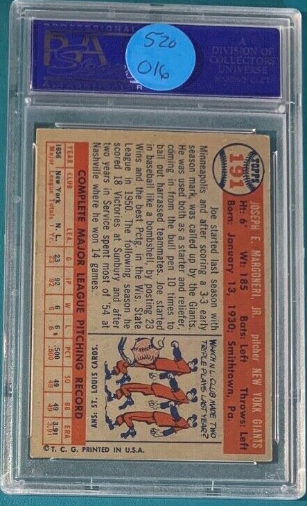 1957 Topps Baseball #191 Joe Margoneri PSA 5 Nicely Centered | eBay