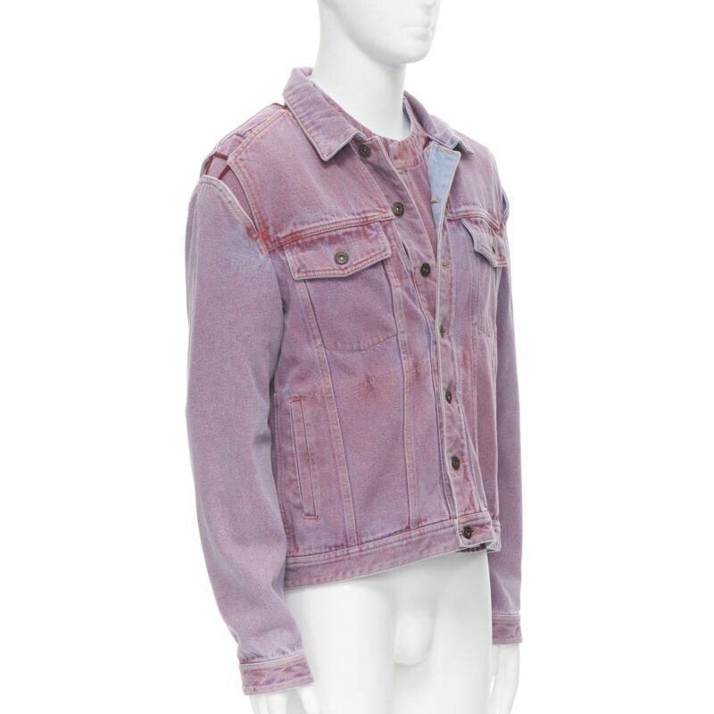 Y PROJECT purple dyed blue denim transformable 2-in-1 denim Y PROJECT purple dyed blue denim transformable 2-in-1 denim