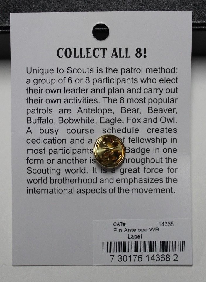 D3, BSA Insignia, Wood Badge Antelope Patrol Lapel Pin, New in Package ...