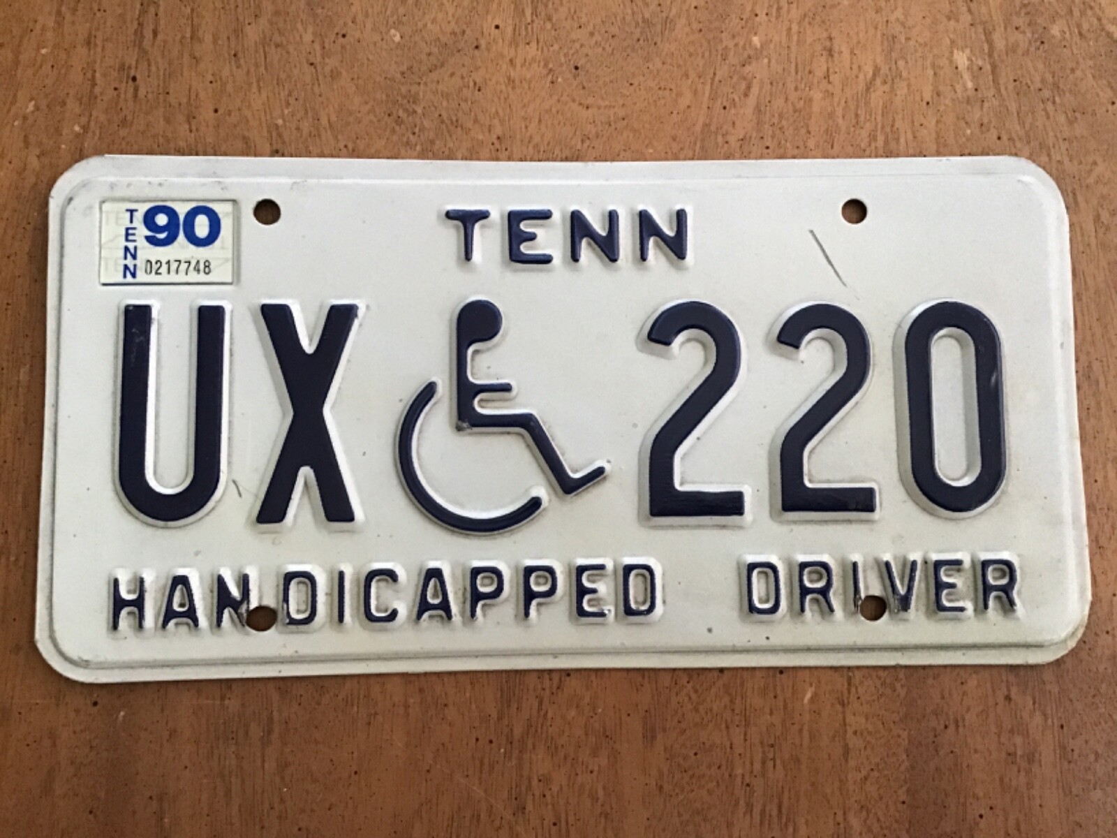 1990 Tennessee Handicapped License Plate Tag UX 220 Disabled | eBay