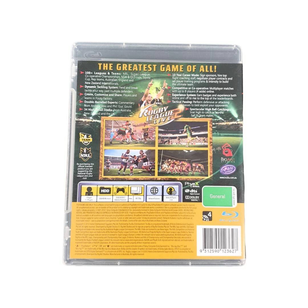 NRL Rugby League Live 2 PlayStation 3 Sony PS3 PAL Game Complete Sports ...