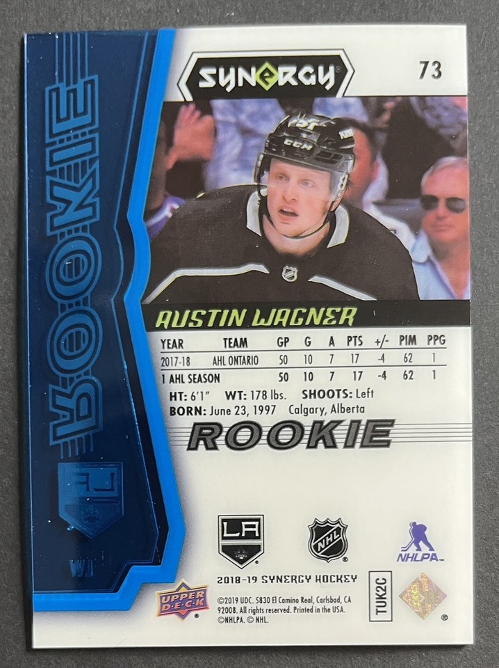 Austin Wagner 2018-19 Upper Deck Synergy BLUE ACETATE Rookie #73 /799 ...