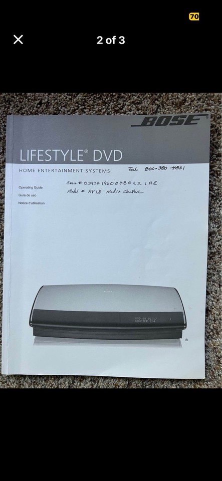 Bose Lifestyle Model AV48 DVD/CD Home Theater Media Center w/ Power ...