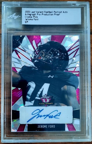 Jerome Ford 2022 Leaf Valiant Portrait Autograph Pre-Prod Proof Crystal ...